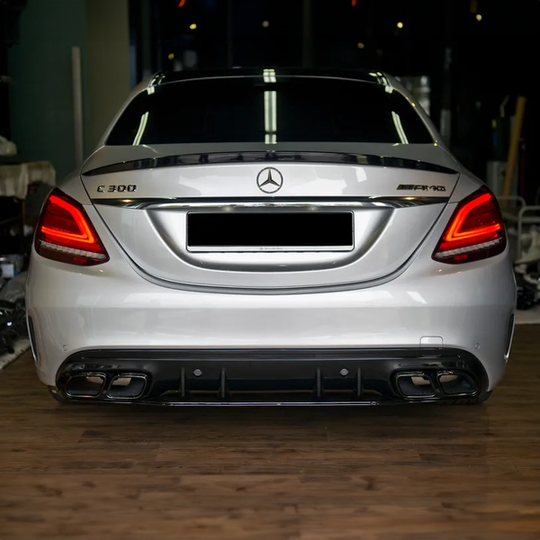 Mercedes C63S Style Rear Diffuser With Exhaust Tips for W205