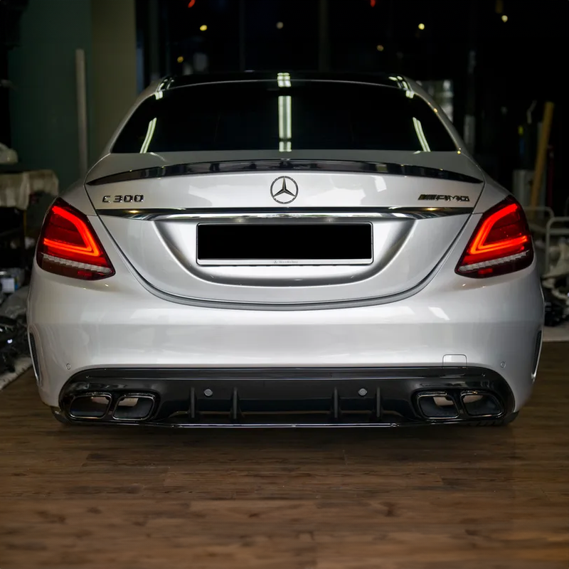 Mercedes C63S Style Rear Diffuser With Exhaust Tips for W205