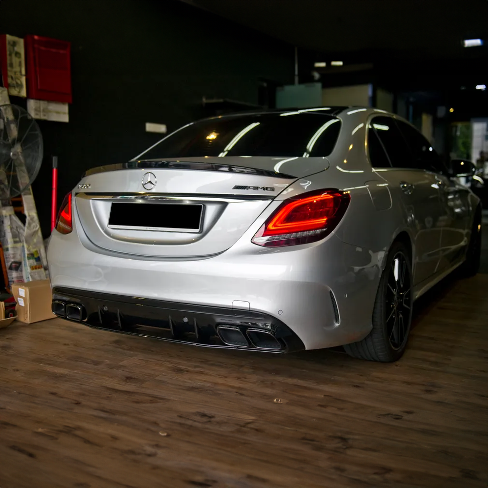 Mercedes C63S Style Rear Diffuser With Exhaust Tips for W205